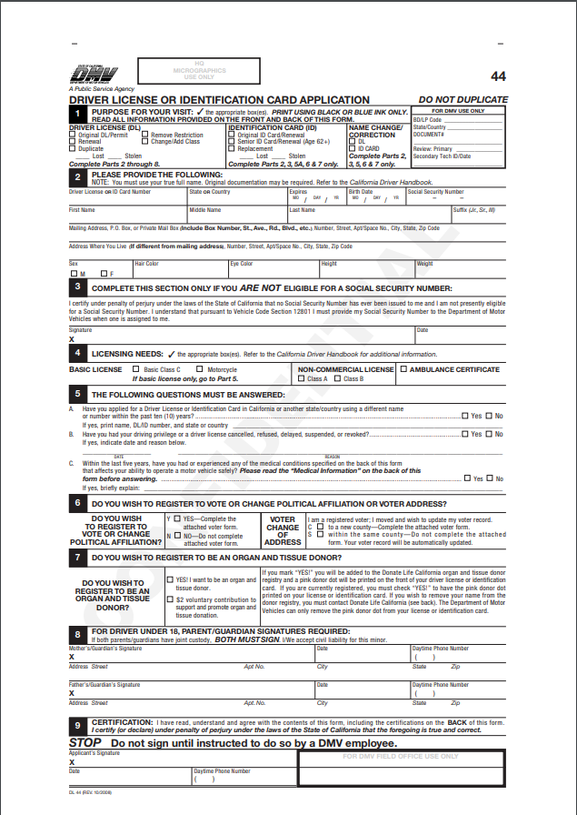 Fillable Editable Blank California Driver s License Template Fillable Form 2023