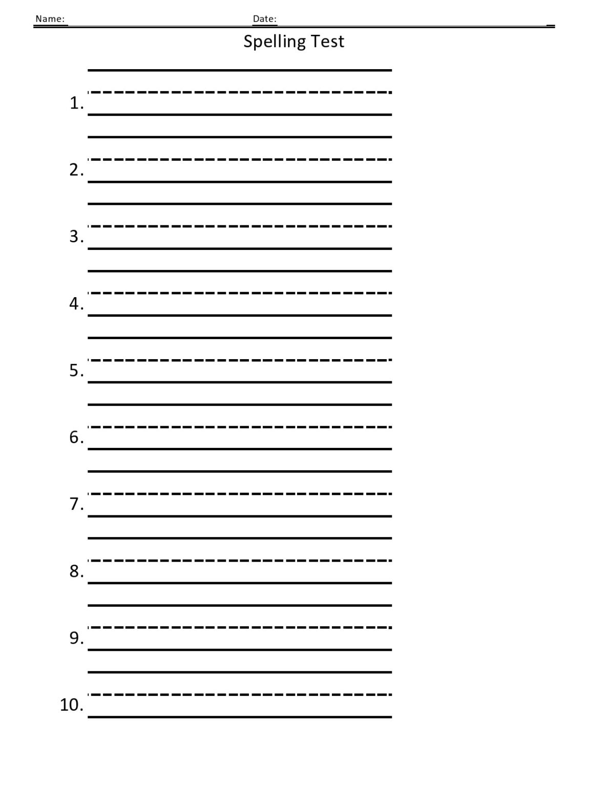 38 Printable Spelling Test Templates Word PDF TemplateLab - Fillable ...