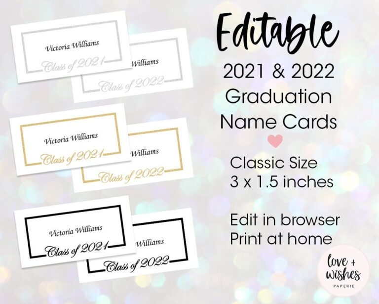 Printable Graduation Name Card Template Fillable Form 2023