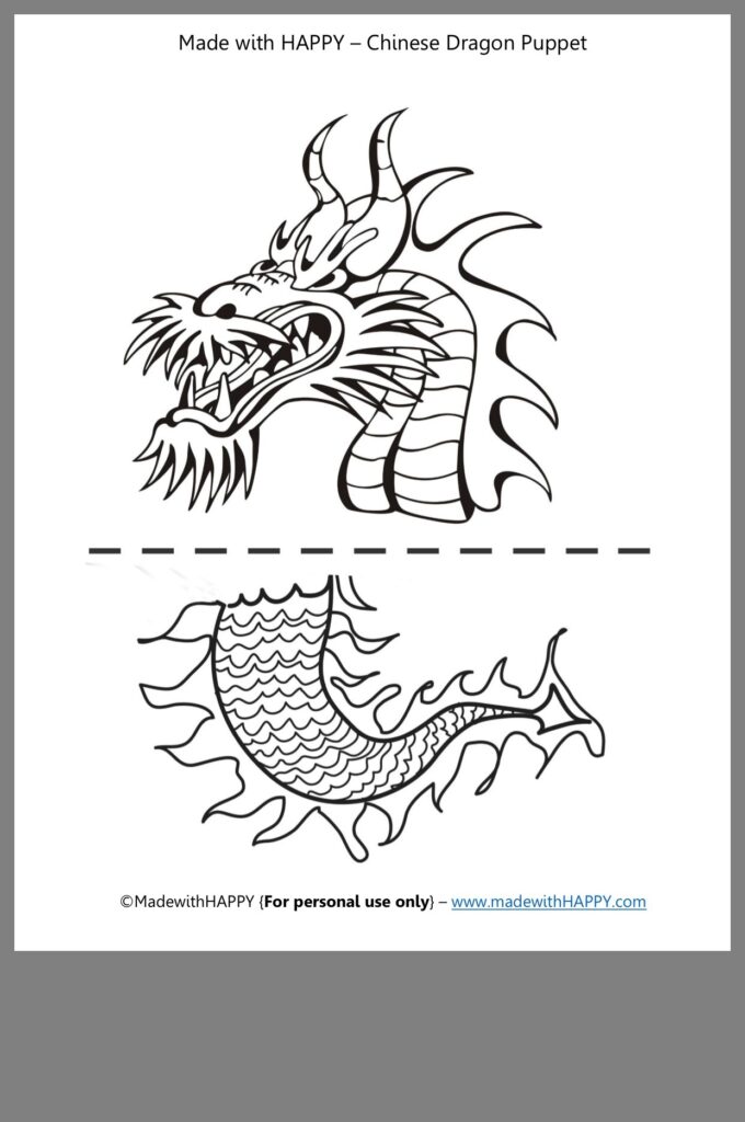 Printable Chinese Dragon Craft Template Fillable Form 2023