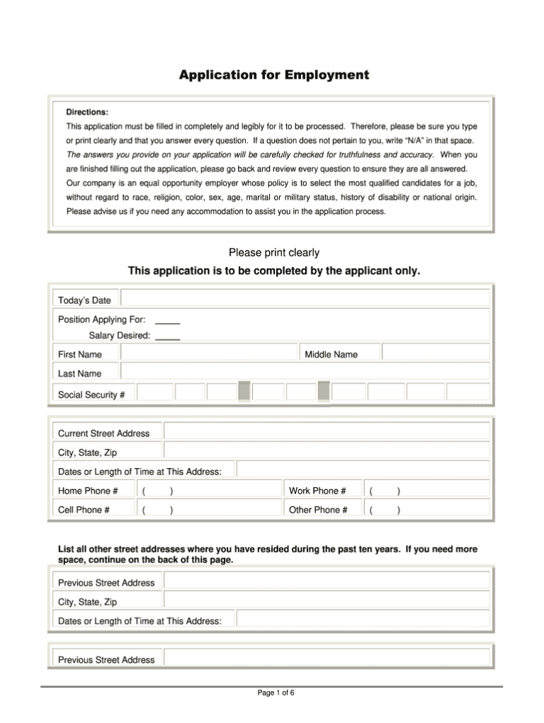 Fillable Blank Application For Employment Forms - Fillable Form 2025