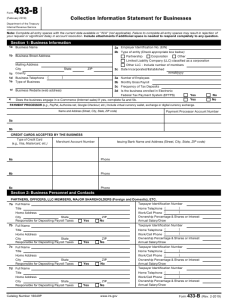 Fillable Form 433 B For BUSiness - Fillable Form 2023