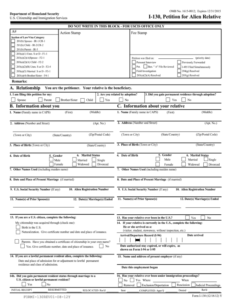 Fillable I 130 Form 2022 - Fillable Form 2023