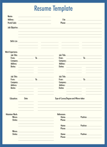 Print Blank Resume Form - Fillable Form 2025