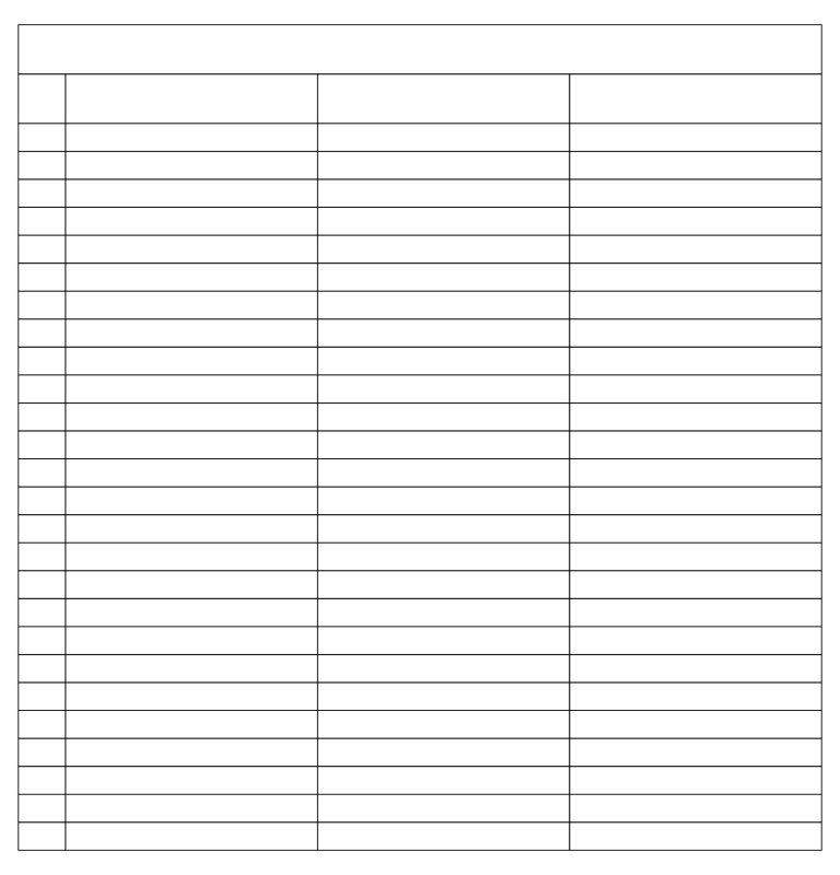 Printable Page With Columns - Fillable Form 2025