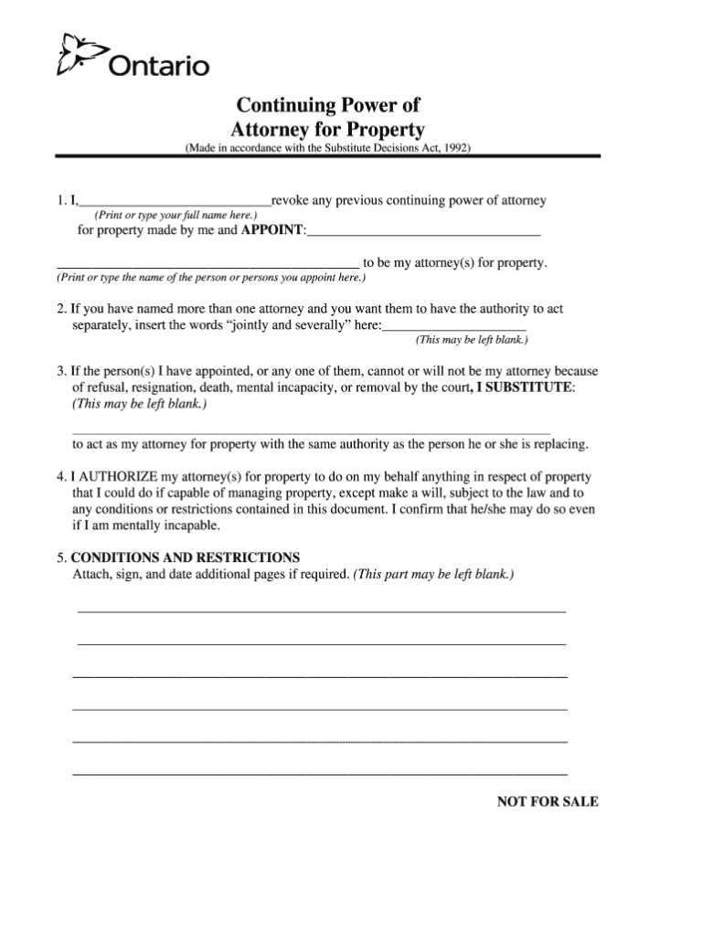 Printable Power Of Attorney Forms Ontario Printable Power Of Attorney ...