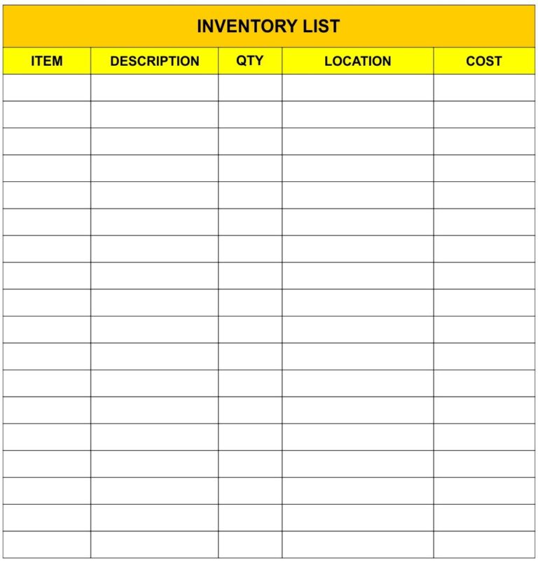 10 Best Free Printable Inventory Log Sheet Printablee - Fillable Form 2025