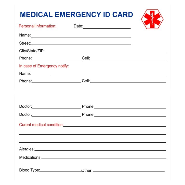 10 Best Free Printable Medical Cards Printablee - Fillable Form 2025
