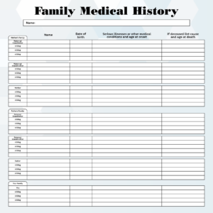 Printable Family Medical History Form Template - Fillable Form 2025