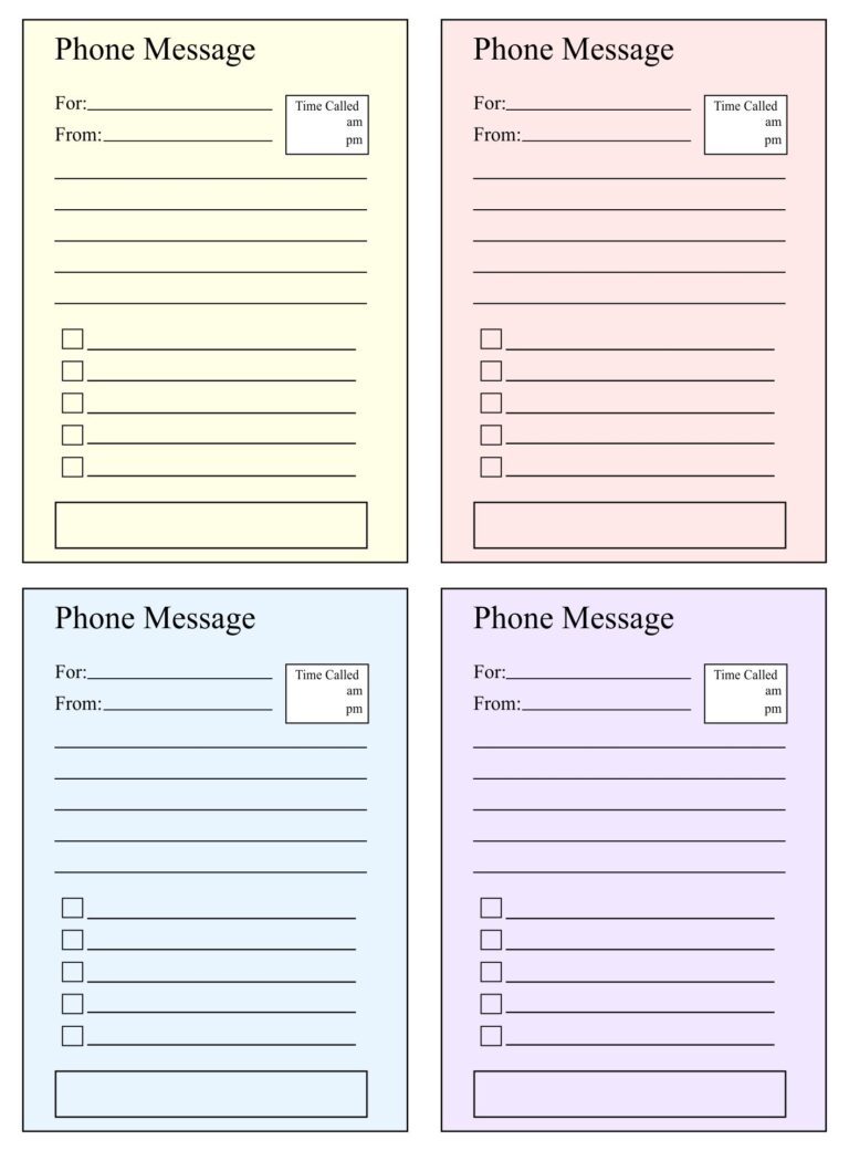 10 Best Printable Telephone Message Template Printablee - Fillable Form ...