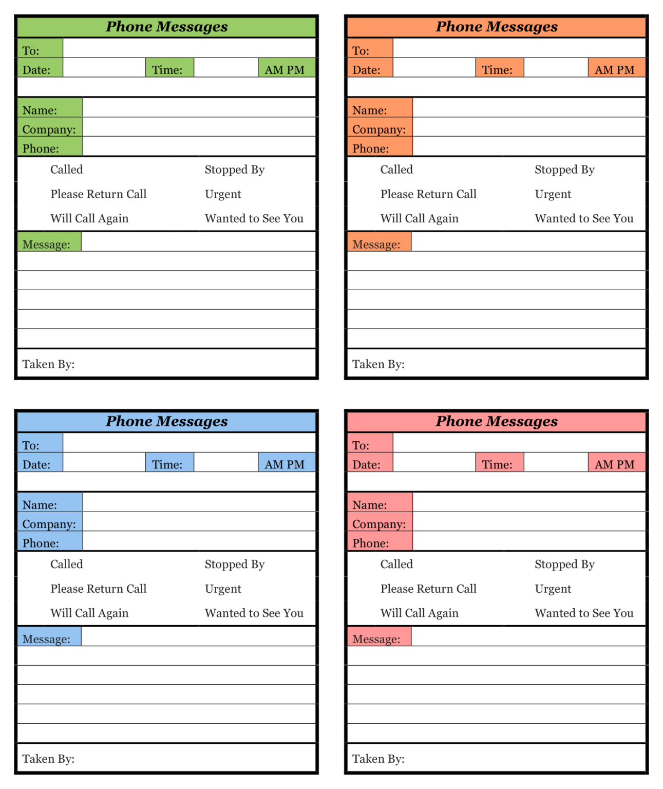 10 Best Printable Telephone Message Template Printablee - Fillable Form ...