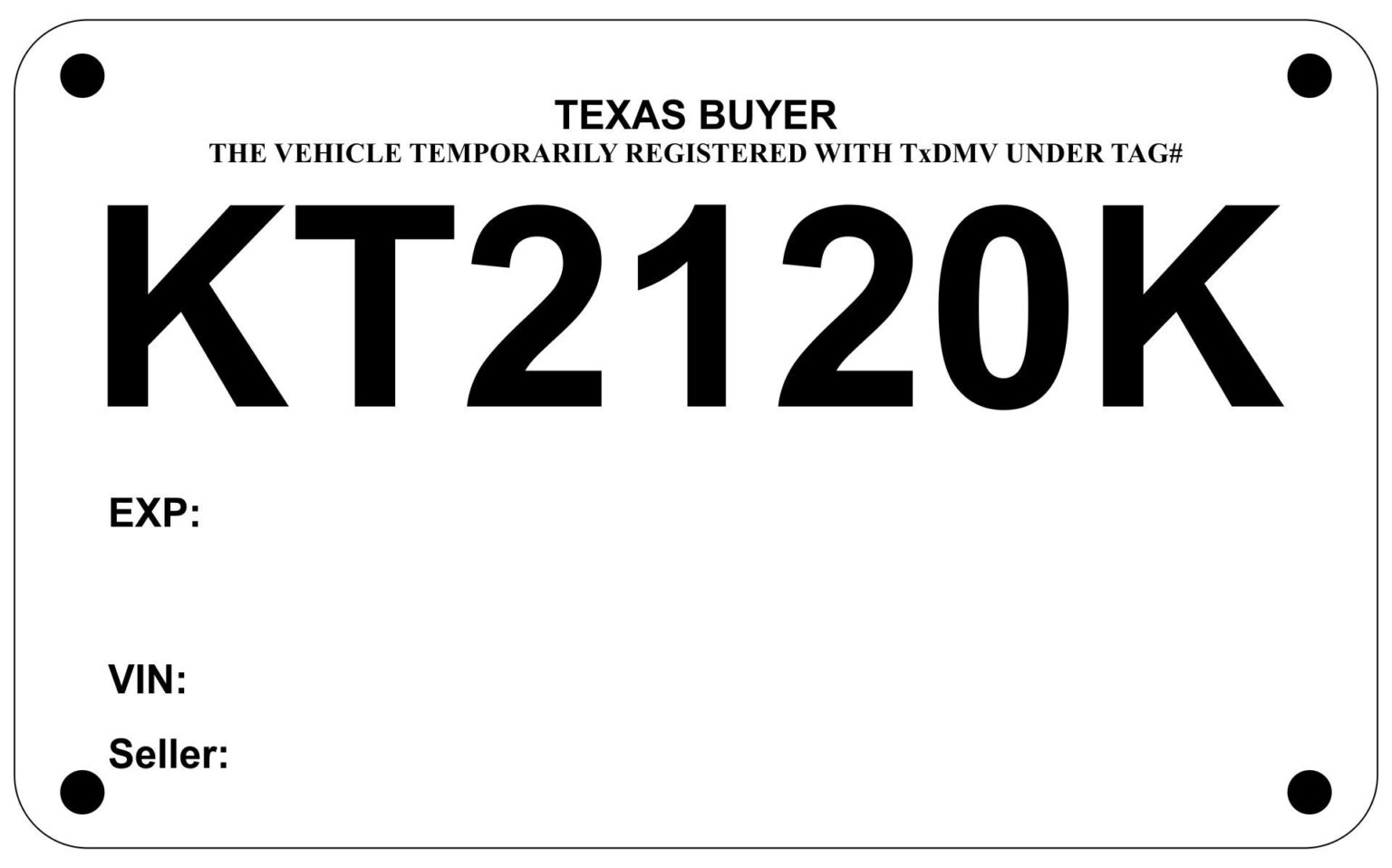 Car Dealership Blank Printable Temporary License Plate Template ...