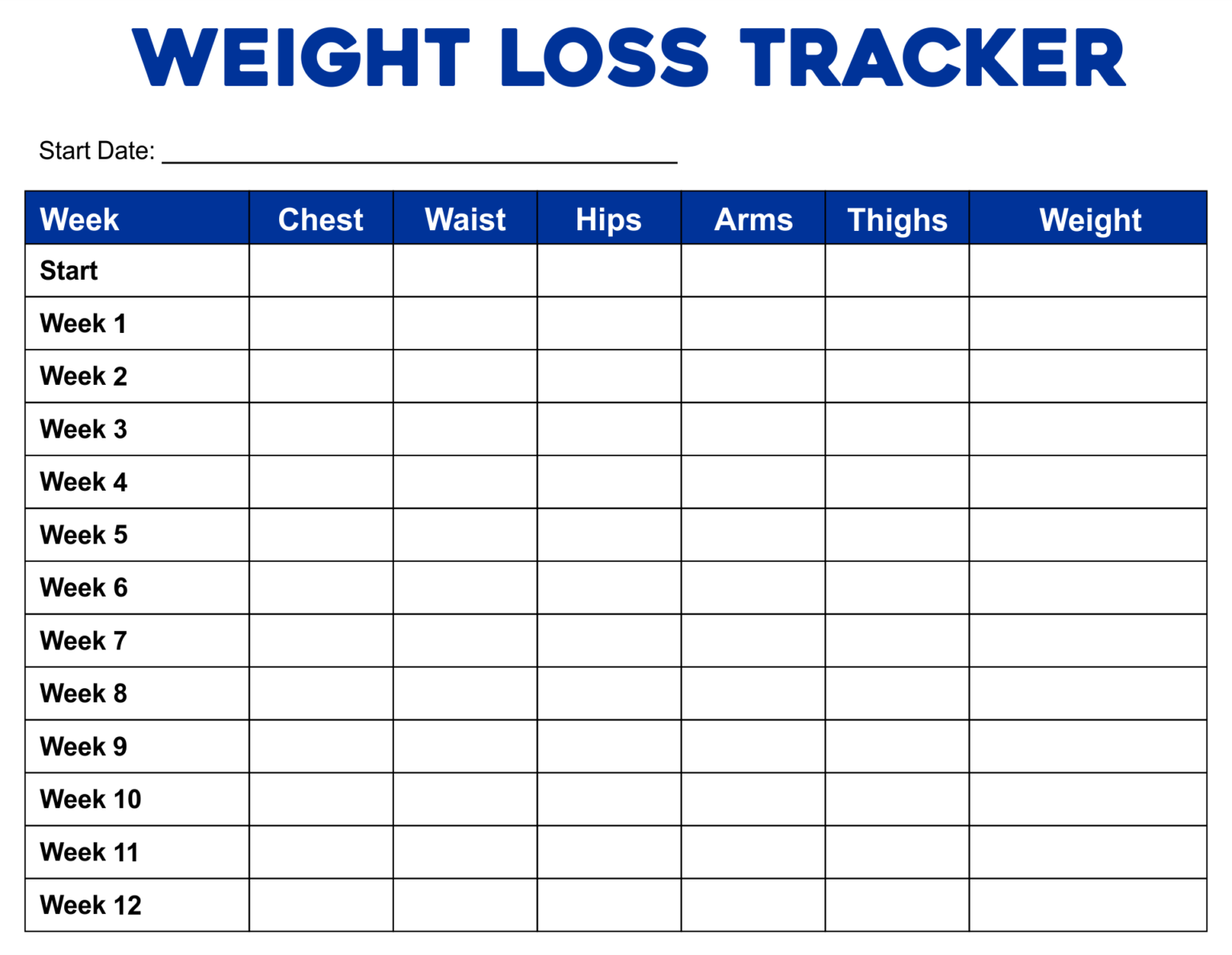 10 Best Weekly Weight Loss Tracker Printable Printablee - Fillable Form ...