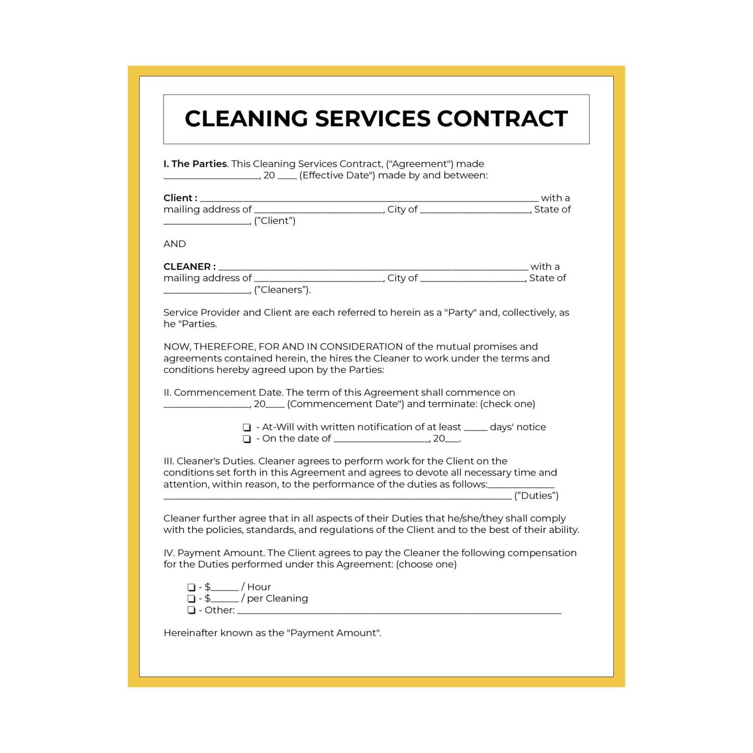 11 Best Free Printable Cleaning Business Forms Printablee - Fillable ...