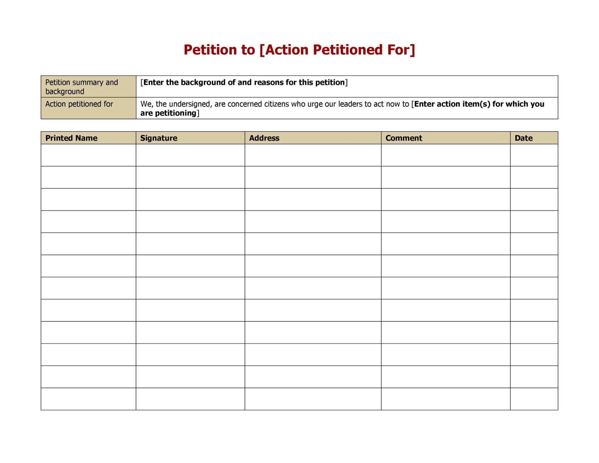 30 Petition Templates How To Write Petition Guide - Fillable Form 2023