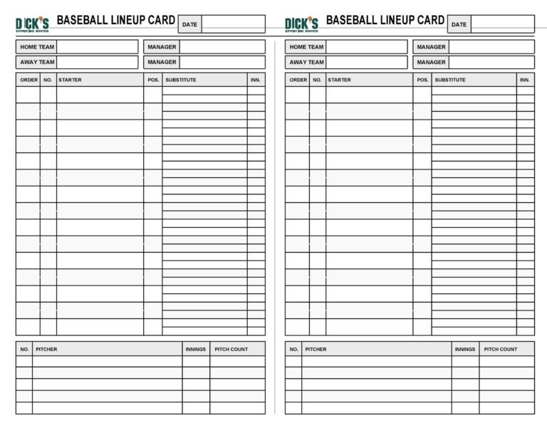 33 Printable Baseball Lineup Templates Free Download TemplateLab ...