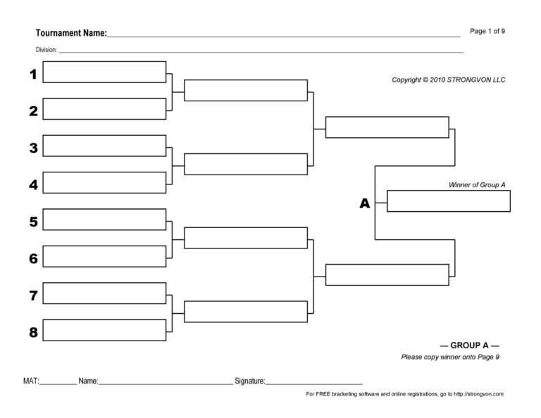 34 Blank Tournament Bracket Templates 100 FREE TemplateLab - Fillable ...