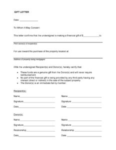 35 Best Gift Letter Templates Word PDF TemplateLab - Fillable Form 2023