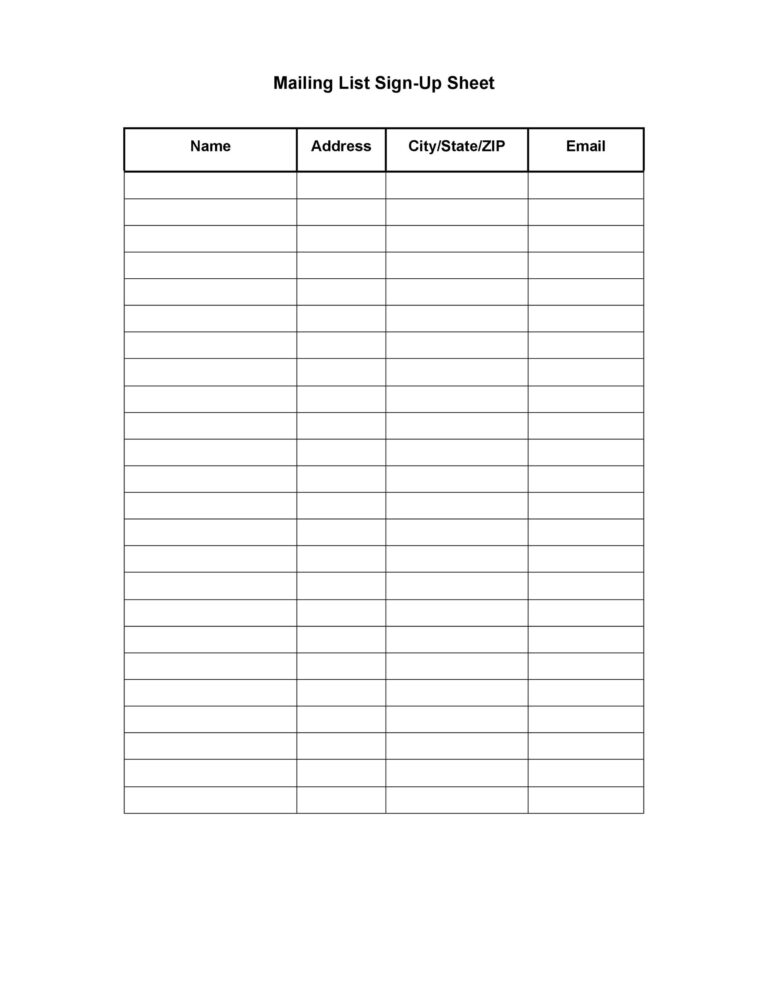 37 Free Email List Templates PDF MS Word Excel TemplateLab - Fillable ...