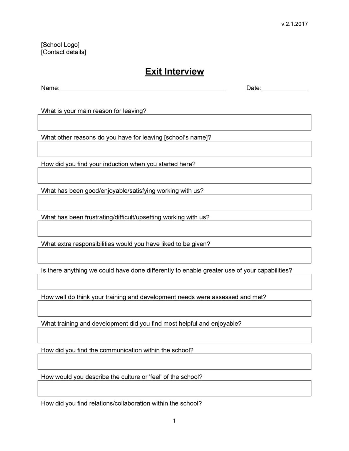 40 Best Exit Interview Templates Forms TemplateLab - Fillable Form 2024