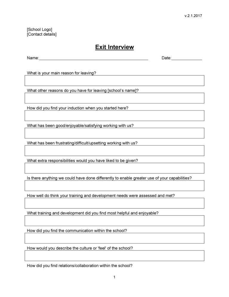 40 Best Exit Interview Templates Forms TemplateLab - Fillable Form 2024