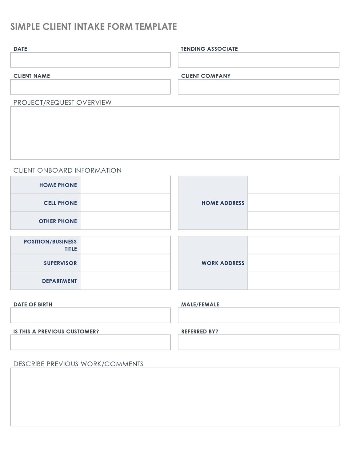 42 Printable Client Intake Forms FREE Templates TemplateLab - Fillable ...