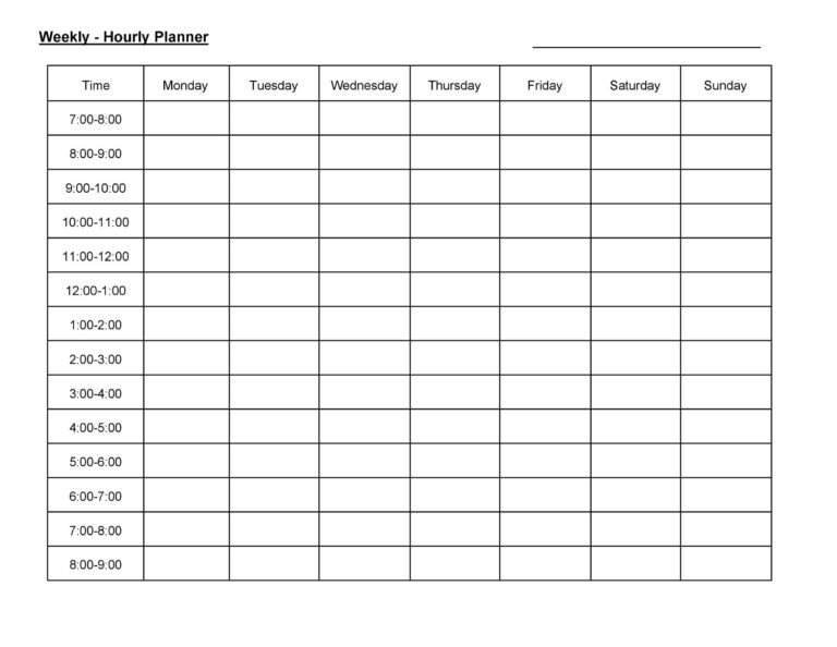 43 Effective Hourly Schedule Templates Excel MS Word TemplateLab ...
