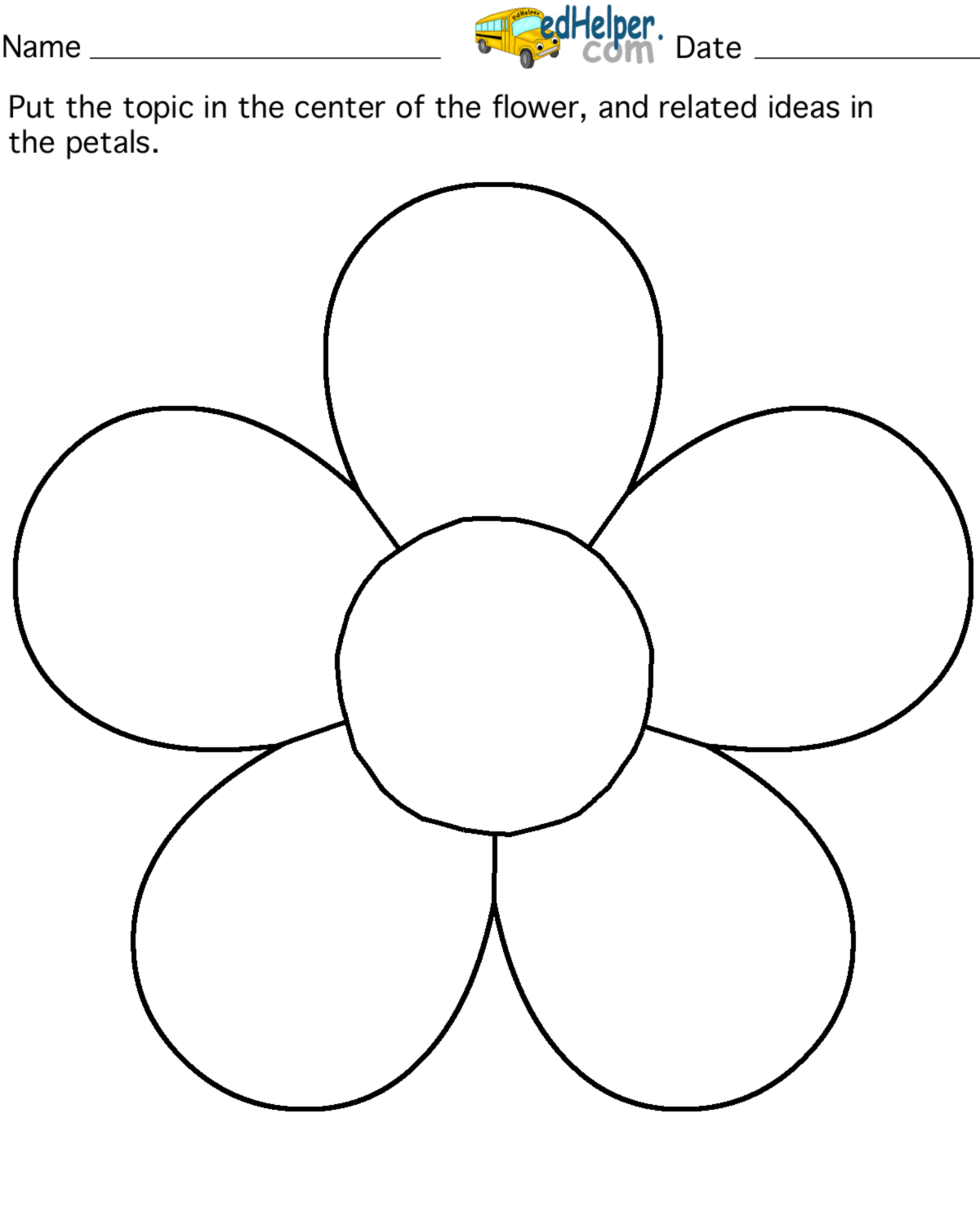 5 Petal Flower Template Free Printable - Fillable Form 2023