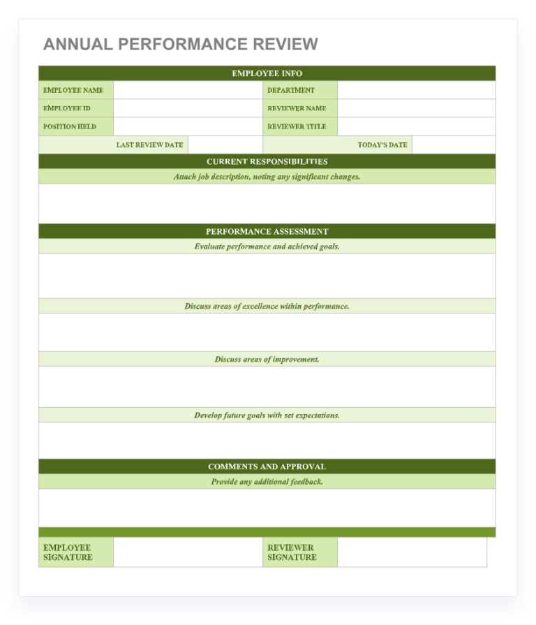 70 Free Employee Performance Review Templates Word Pdf Excel Uptick