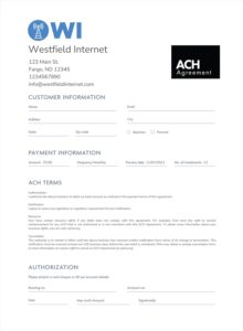 ACH Form Template Free Generator And Blank PDF Template - Fillable Form ...