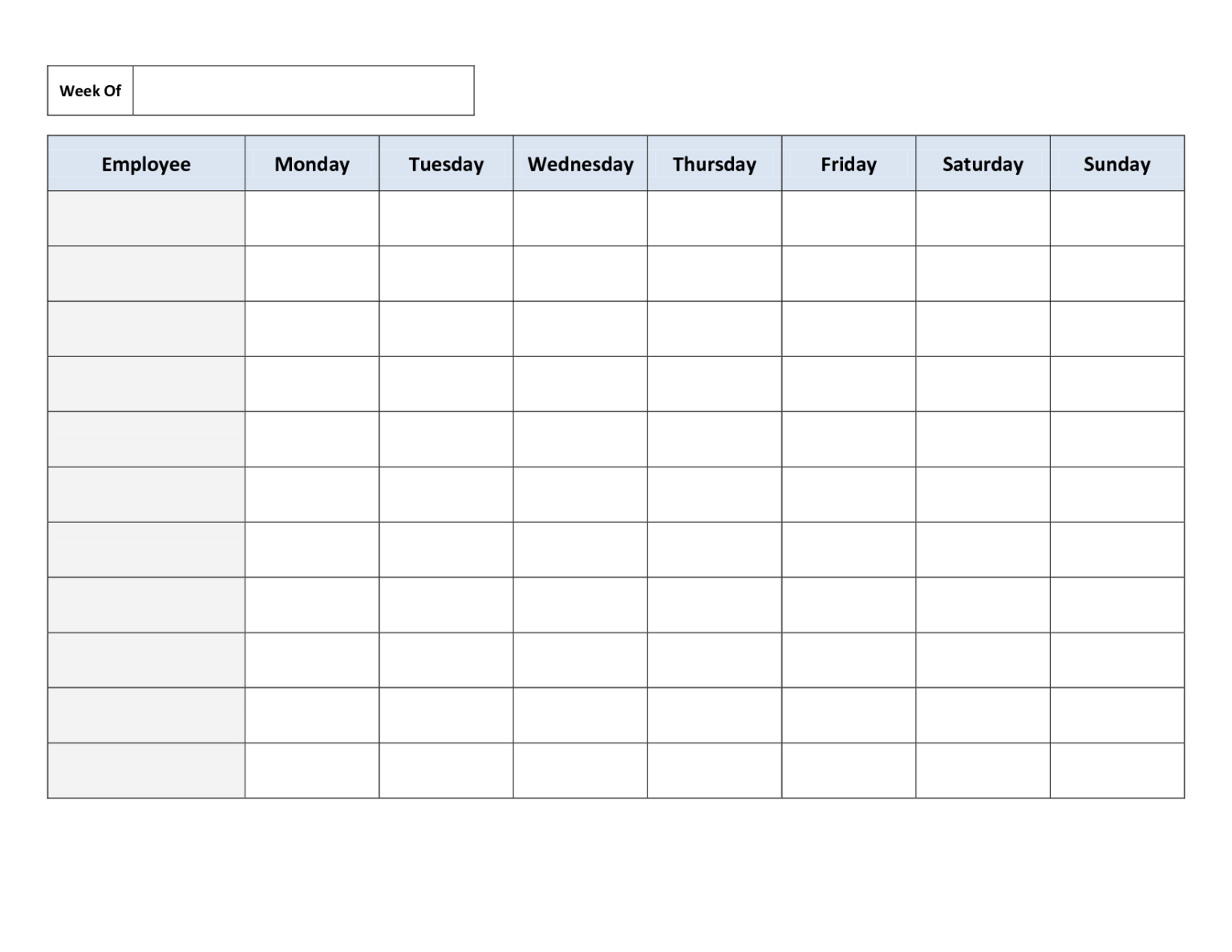 Blank Weekly Work Schedule Template Daily Schedule Template Timetable ...