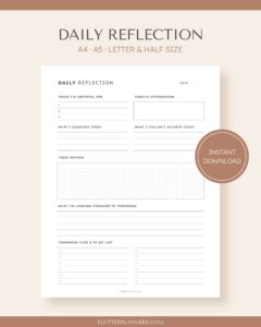 Daily Reflection Printable Daily Journal Template To Do Etsy - Fillable ...