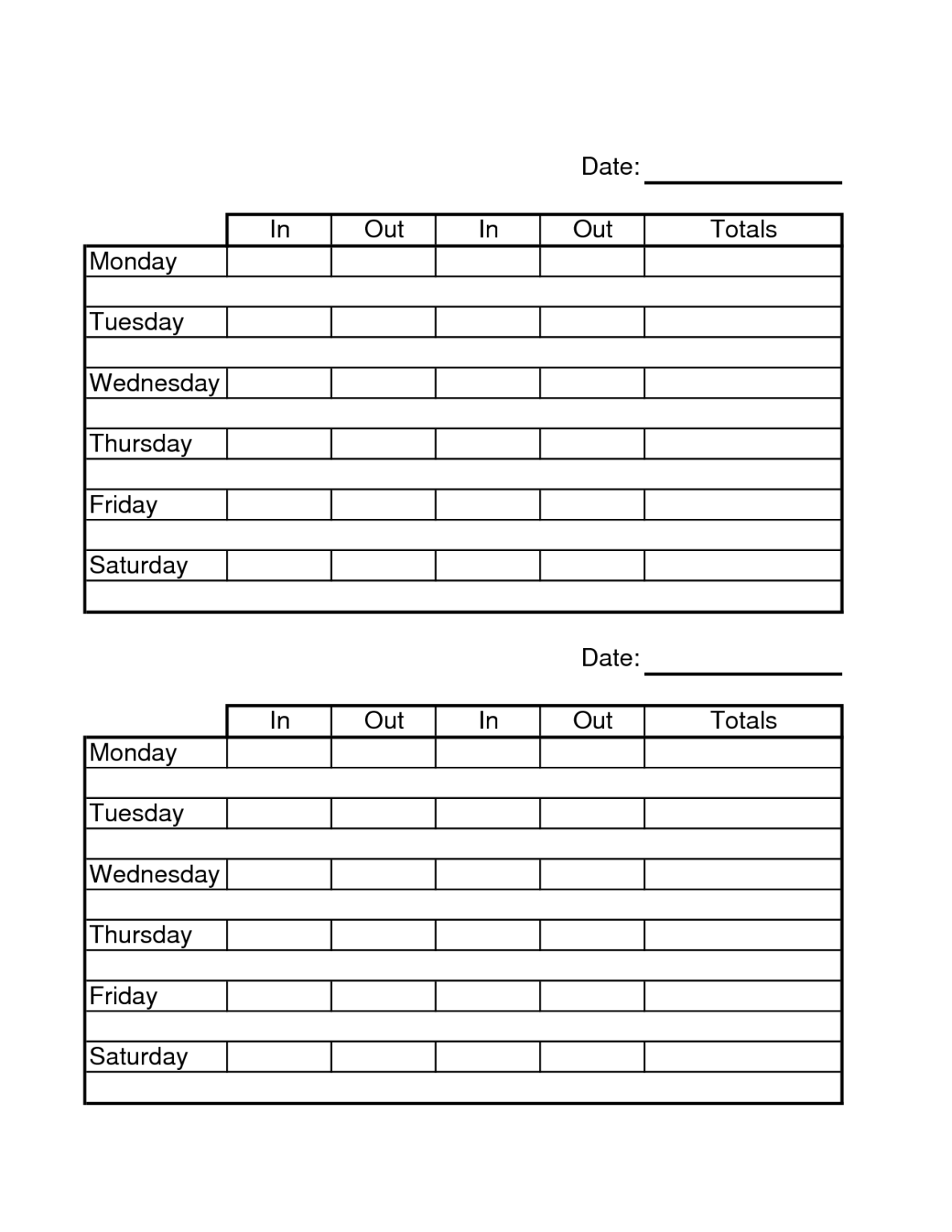 Employee Time Sheets Time Sheet Printable Timesheet Template Schedule ...