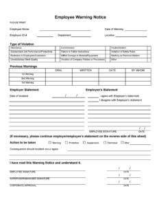 Employee Warning Notice Download 56 Free Templates Forms - Fillable ...