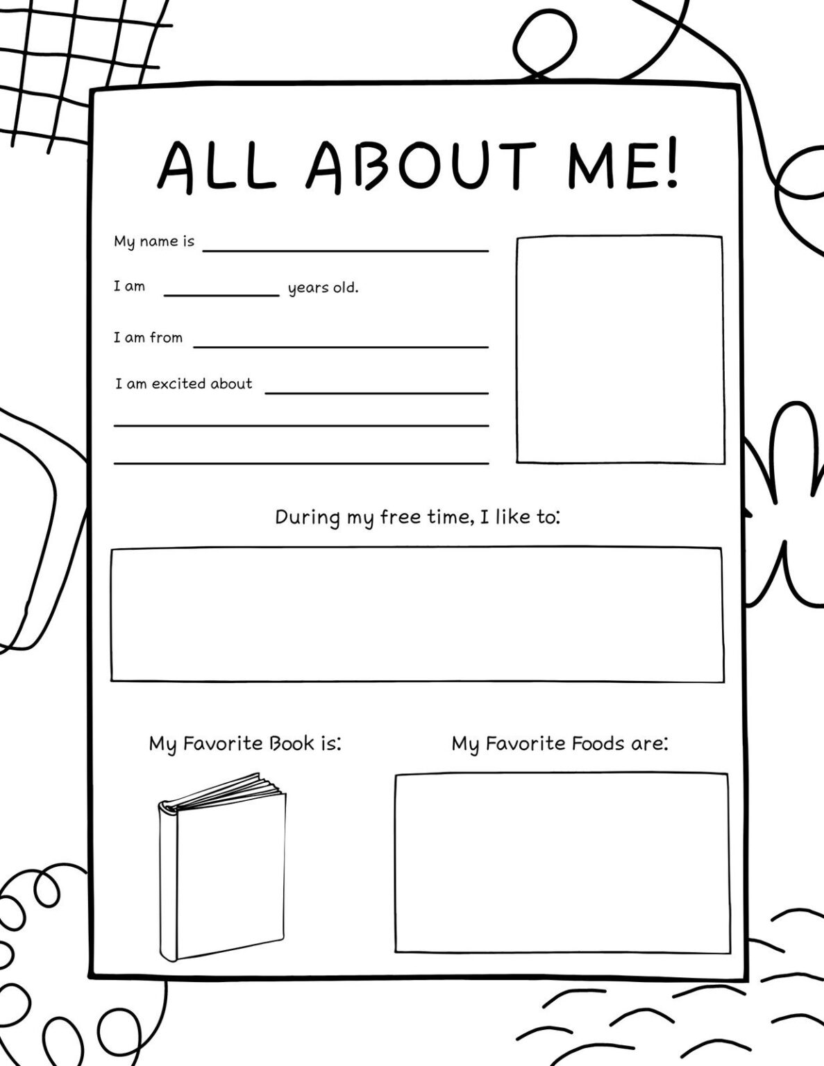 Free And Printable All About Me Worksheet Templates Canva - Fillable ...