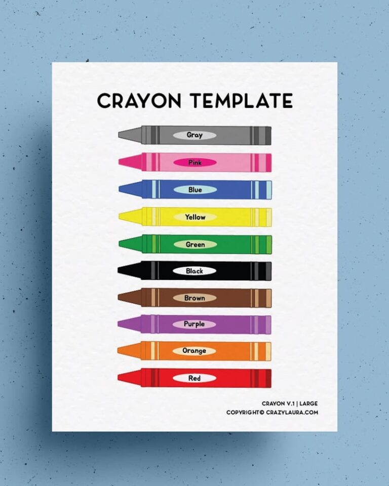 Free Crayon Template With Blank Color Versions Crazy Laura - Fillable ...