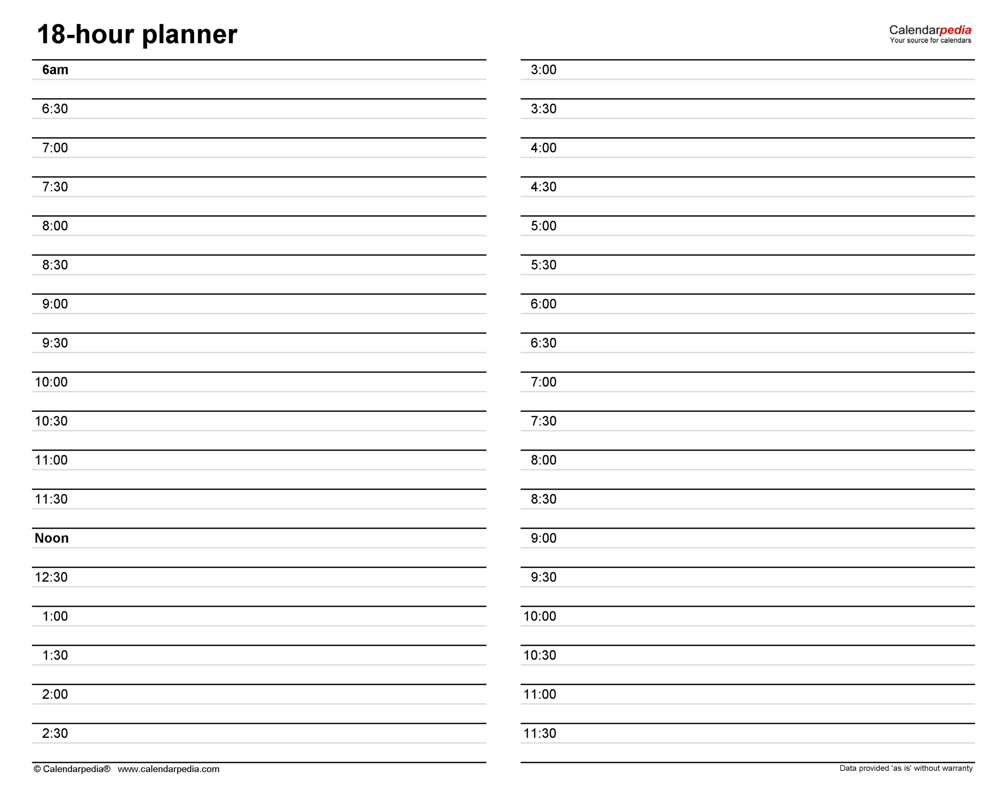 Free Hourly Planners In PDF Format 20 Templates - Fillable Form 2025