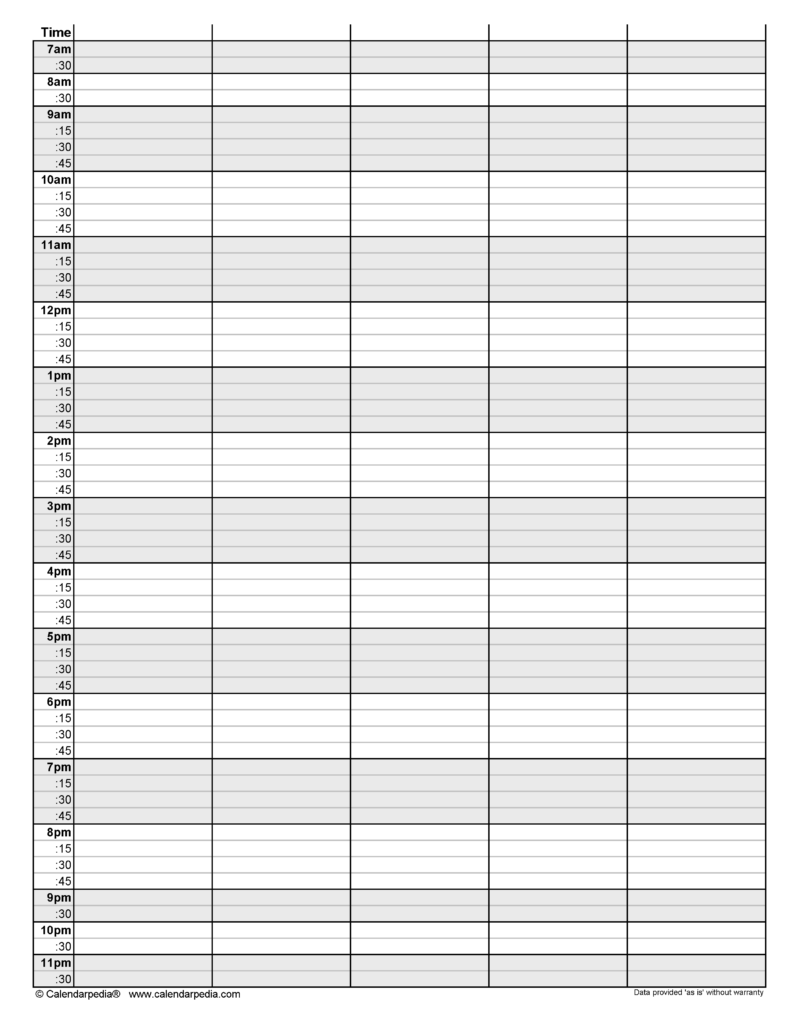 Free Printable Weekly Hourly Planner Pdf Fillable Form 2023