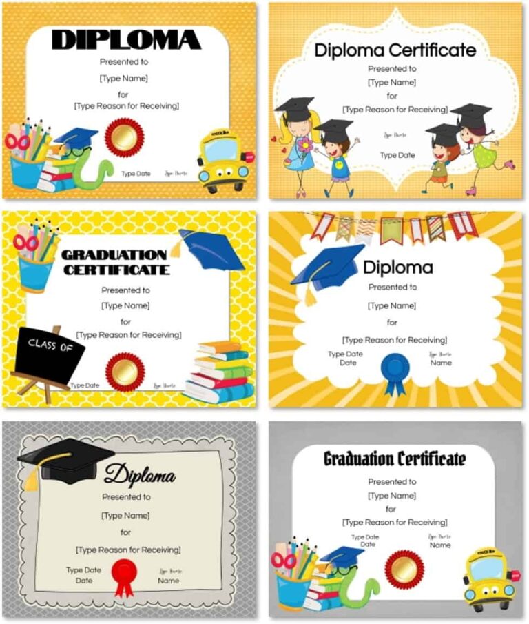 FREE Preschool And Kindergarten Graduation Certificate Templates ...