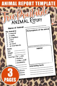 Free Printable Animal Report Template For Kids Frugal Mom Eh - Fillable ...