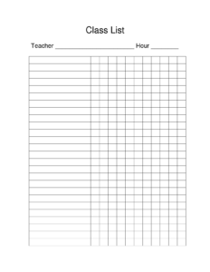Free Printable Class List Template Class Roster Class List Depth Chart ...
