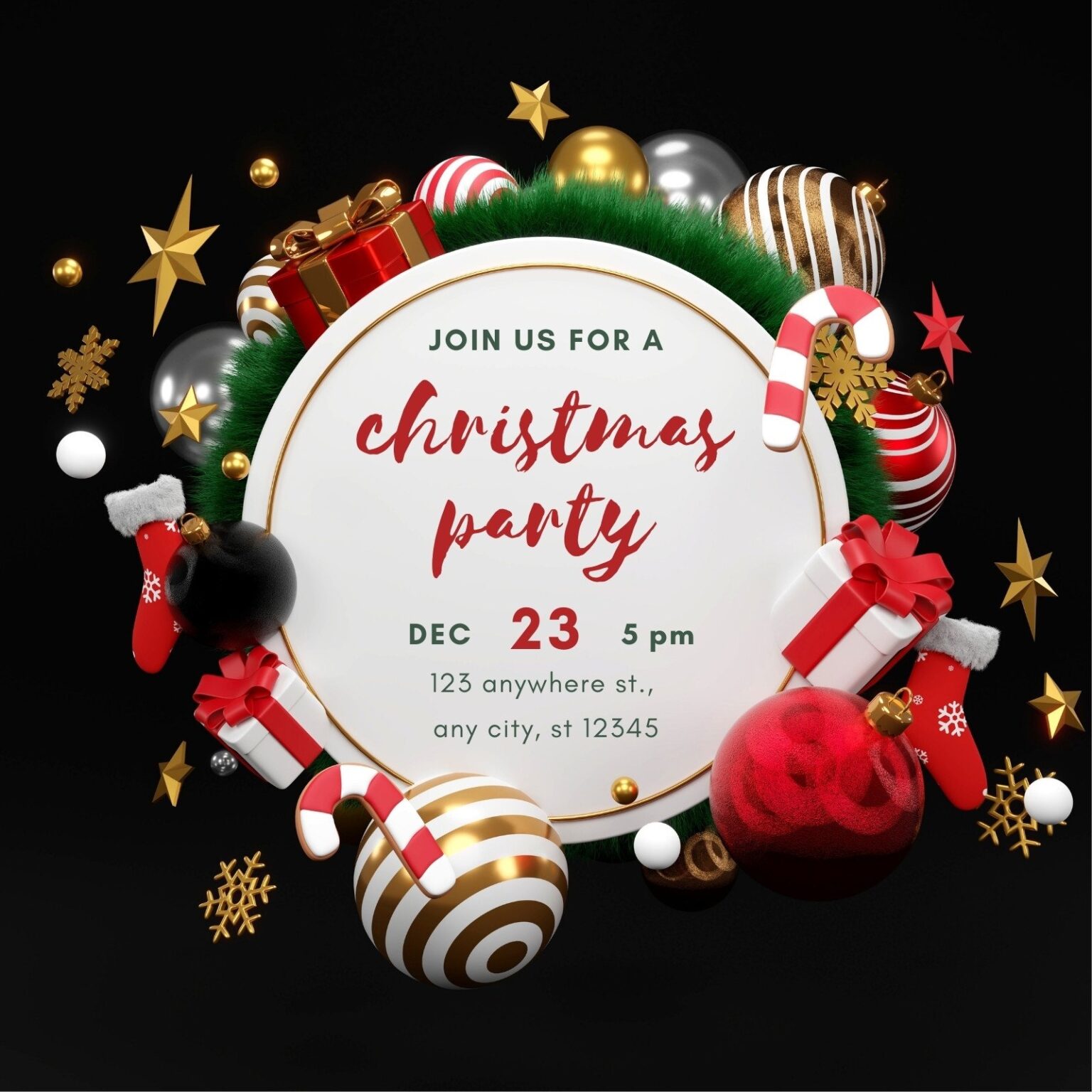 Free Printable Customizable Christmas Invitation Templates Canva ...