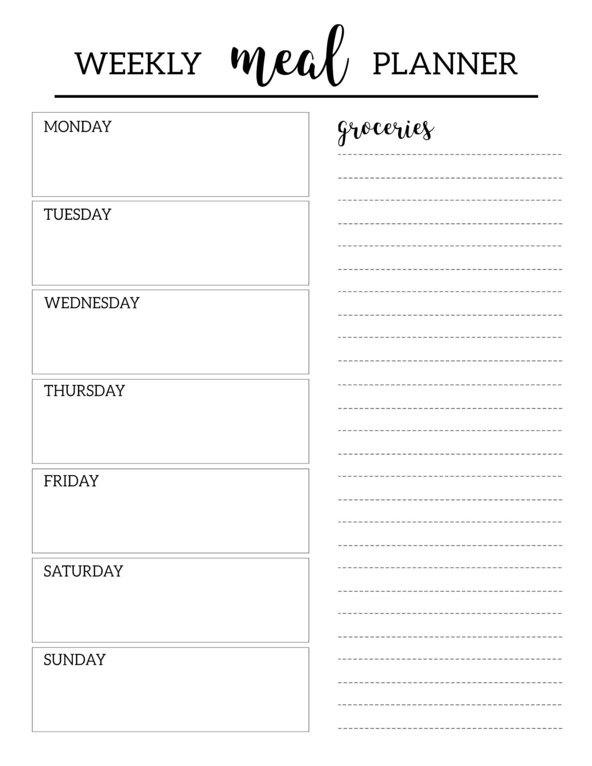 Free Printable Weekly Meal Planner Pdf - Fillable Form 2023