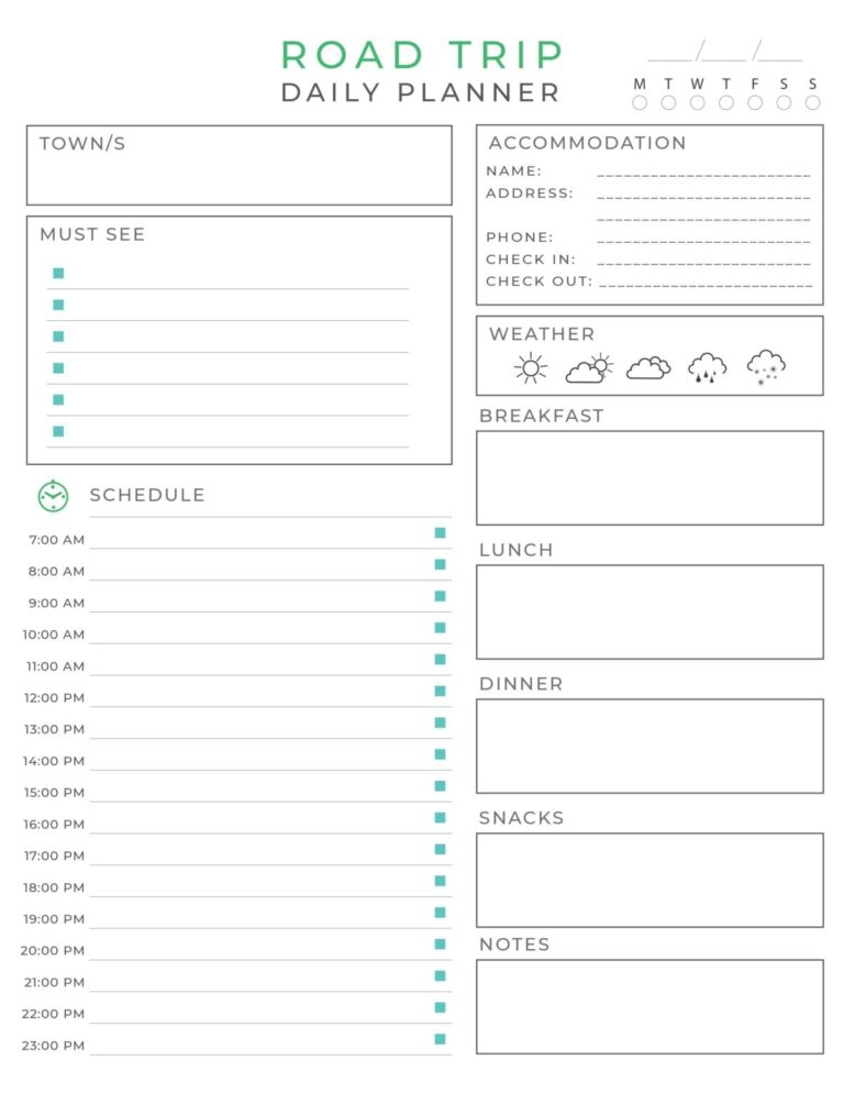 Printable Road Trip Planner - Fillable Form 2024