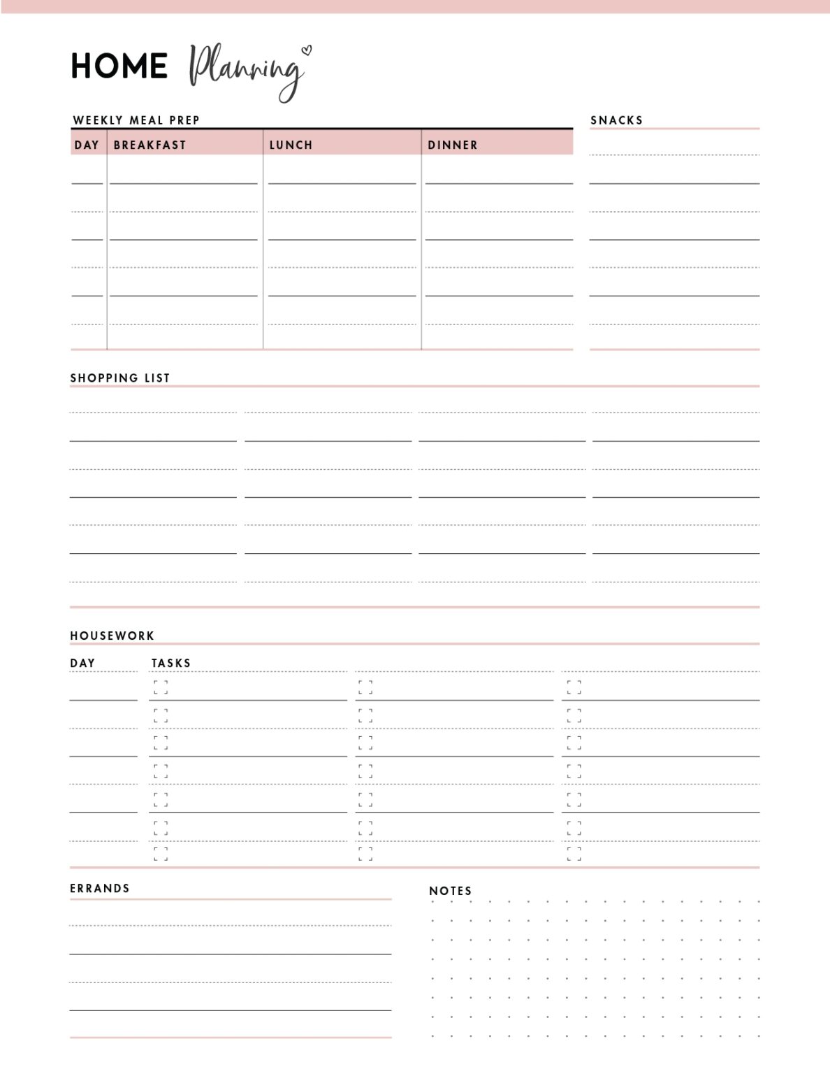 Free Printables Organization Friendly Your Home Made Easy - Fillable ...