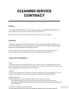 Free Simple Cleaning Service Contract Template Google Docs Word Apple ...