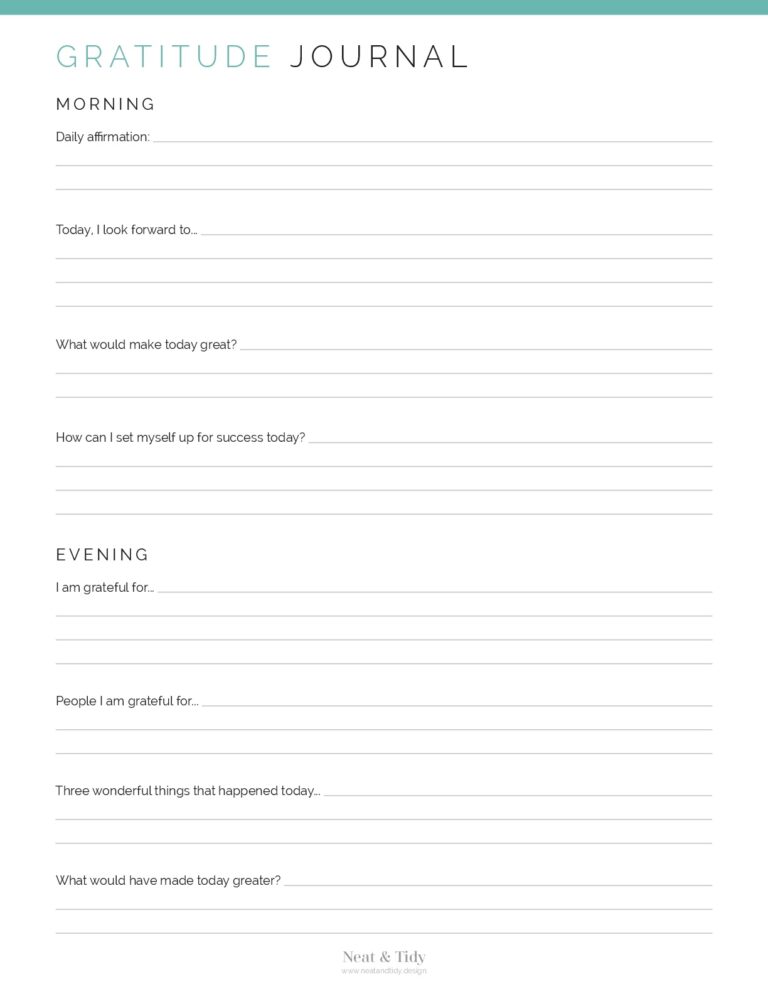 Gratitude Journal Neat And Tidy Design - Fillable Form 2023