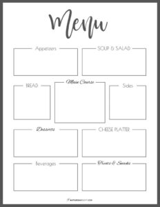 How To Plan The Menu For Your Party Pretty Printable Menu Planner ...