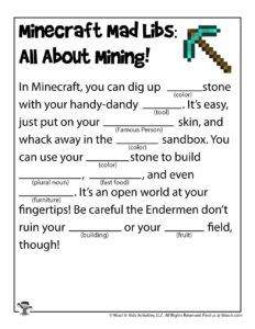 Minecraft Mad Libs Printables Woo Jr Kids Activities Mad Libs Esl Teaching Resources Activities ...