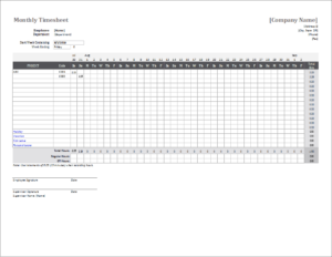 Monthly Timesheet Template For Excel And Google Sheets - Fillable Form 2025